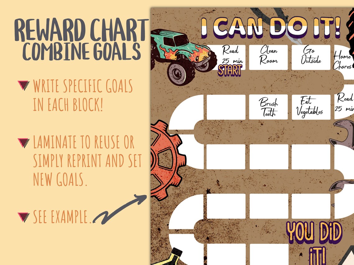 Monster Truck Reward Chart Behavior Chart Reading Chart - Etsy