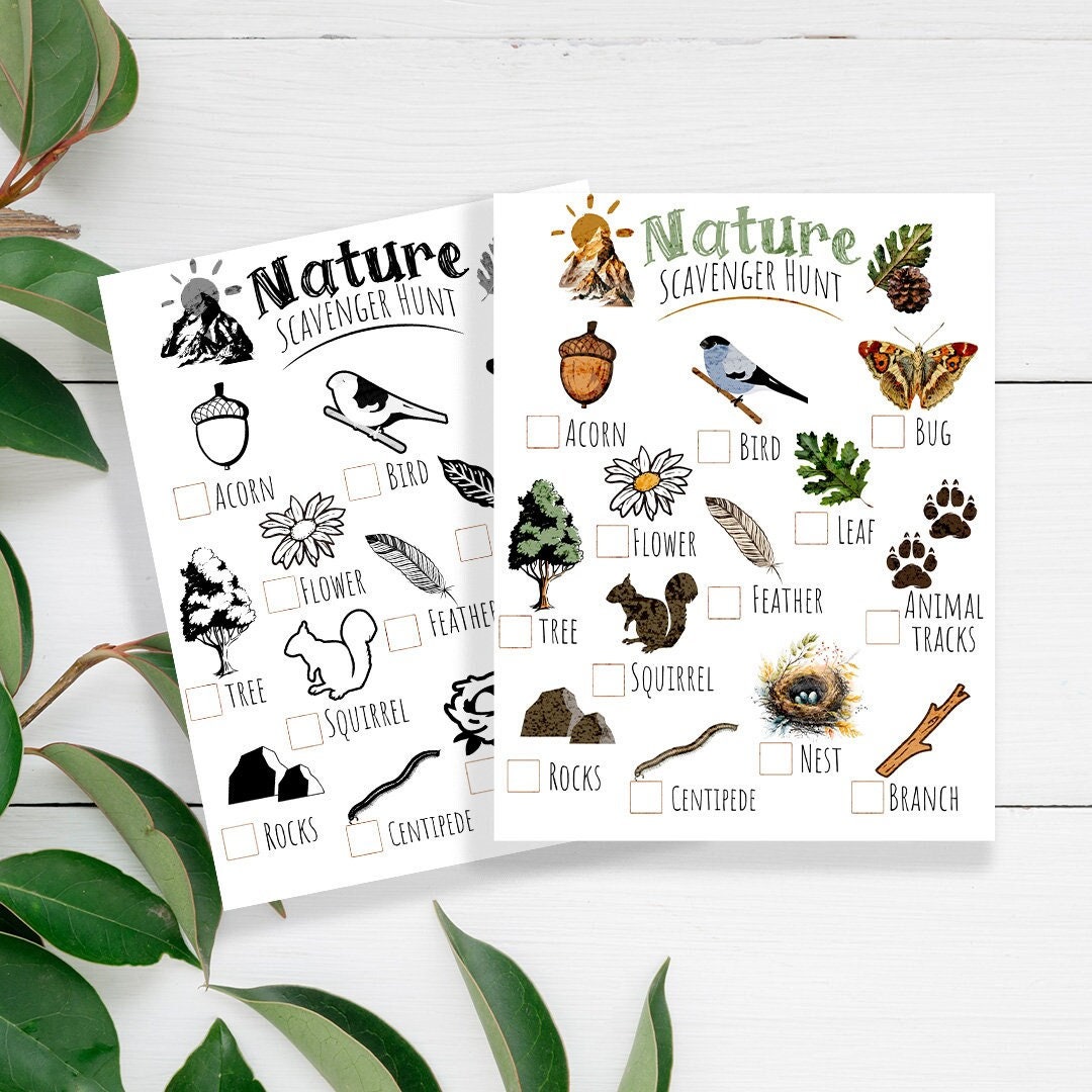 Nature Scavenger Hunt, Kids Printable, Hiking Activity for Kids ...