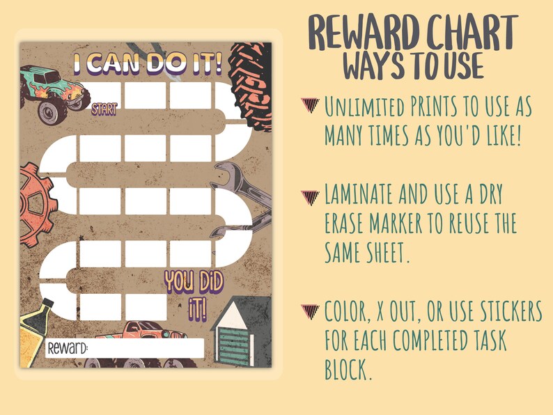 Monster Truck Reward Chart Behavior Chart Reading Chart - Etsy