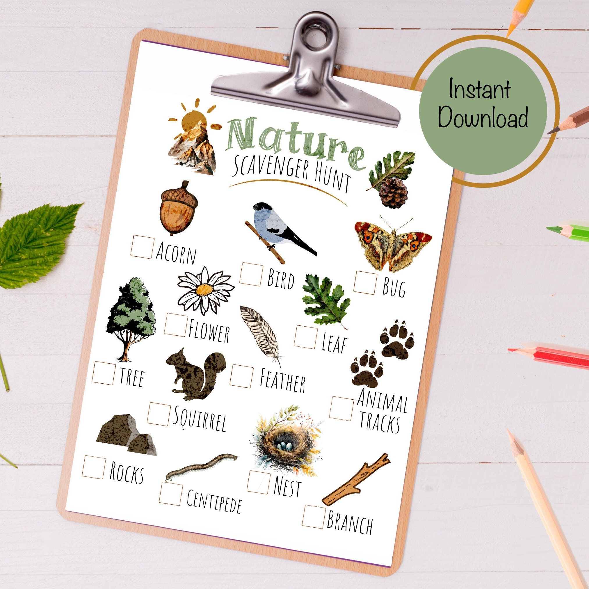 Nature Scavenger Hunt, Kids Printable, Hiking Activity for Kids ...