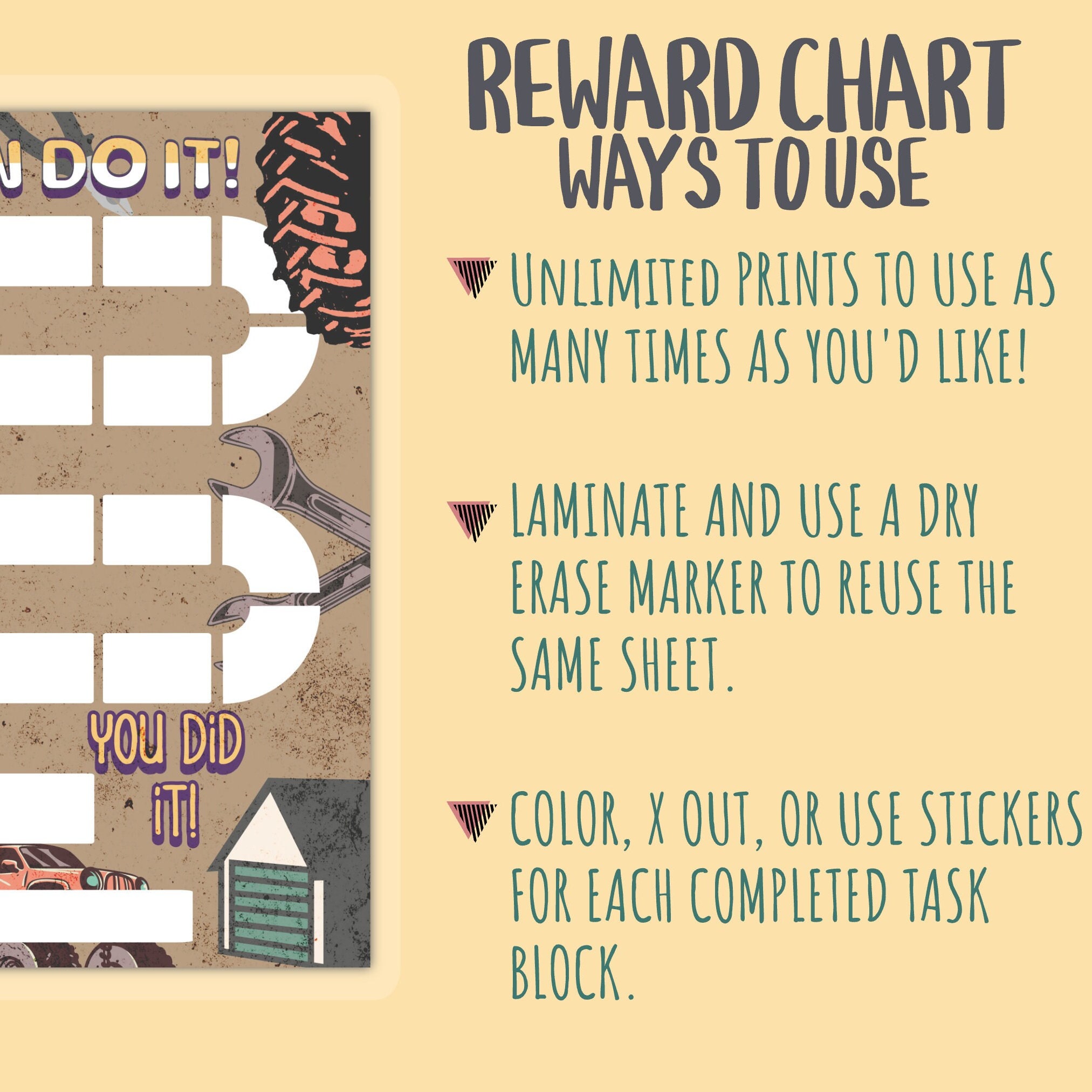 Monster Truck Reward Chart Behavior Chart Reading Chart Kids Chore ...