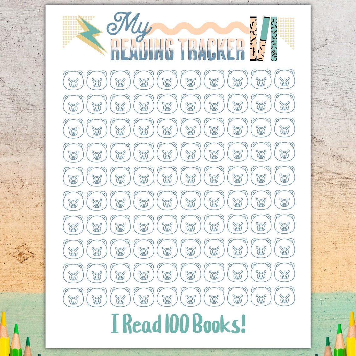 Retro Kids Printable Reading Chart Bear Reward Chart Homeschool Reading ...