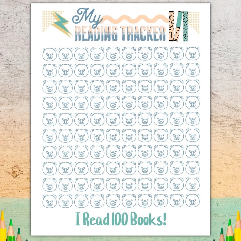Retro Kids Printable Reading Chart Bear Reward Chart Homeschool Reading ...