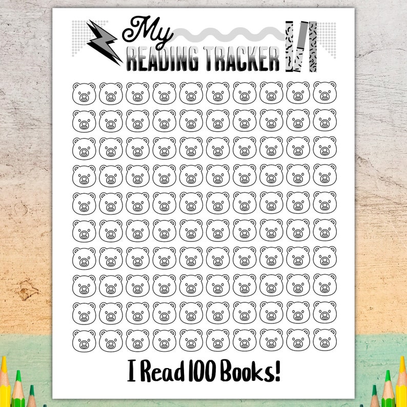 Retro Kids Printable Reading Chart Bear Reward Chart Homeschool Reading ...