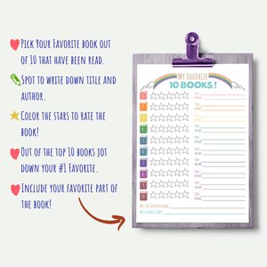 Reading Tracker Printable Rainbow Reading Planner Book Log for Kids ...
