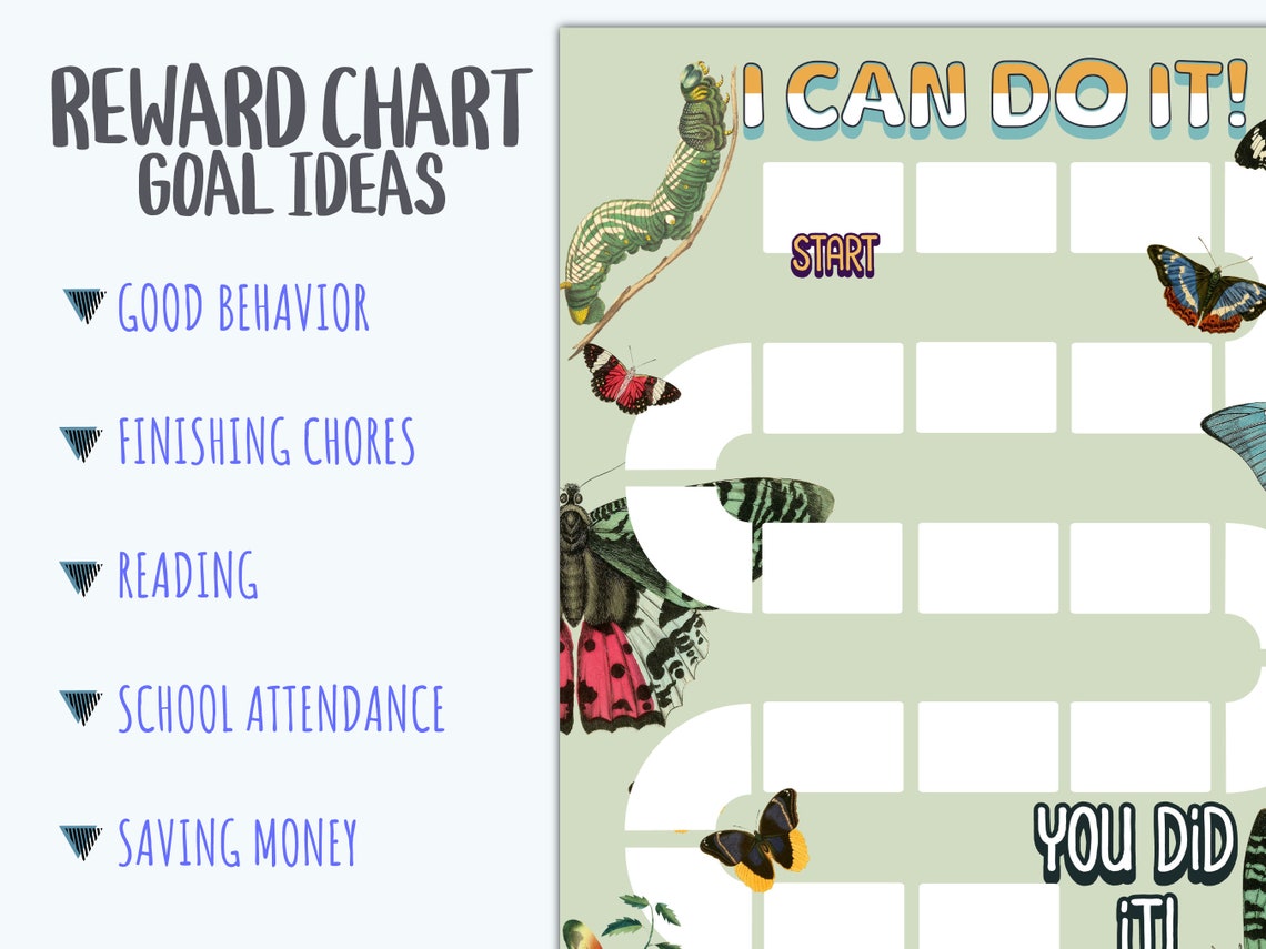 Butterfly Reward Chart Behavior Chart Reading Chart Kids - Etsy