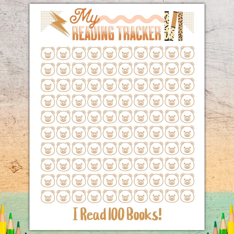 Retro Kids Printable Reading Chart Bear Reward Chart Homeschool Reading ...