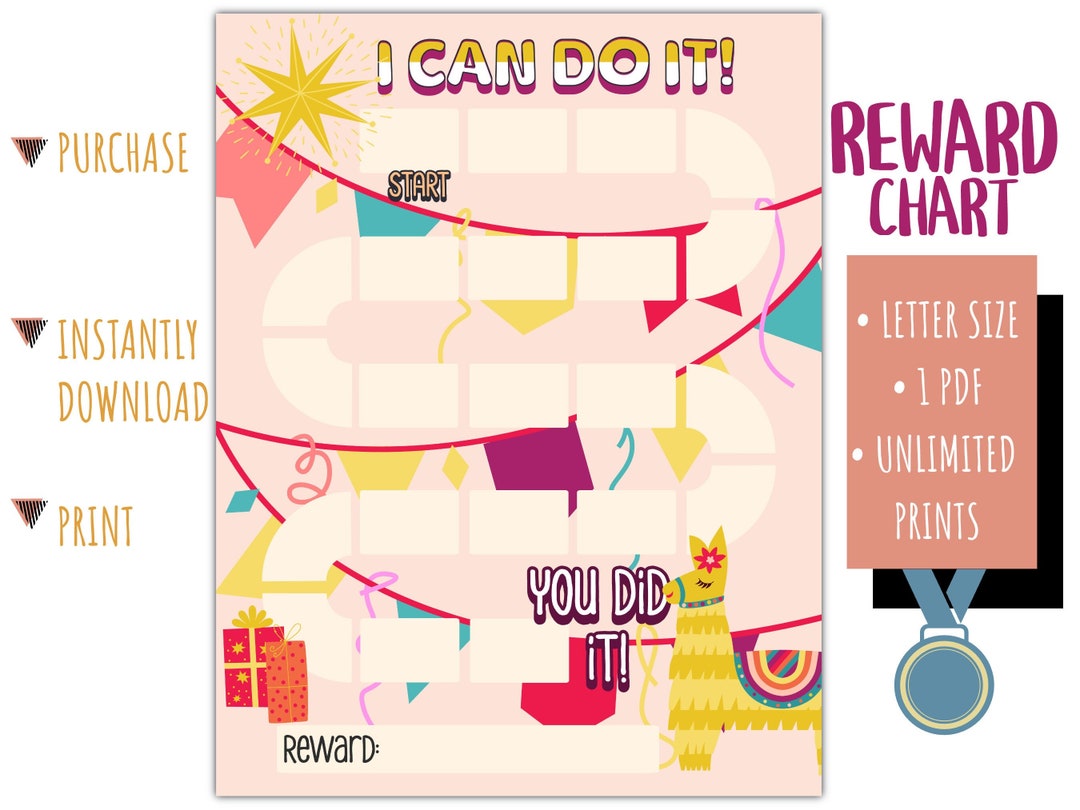 Piñata Reward Chart Behavior Chart Reading Chart Kids - Etsy