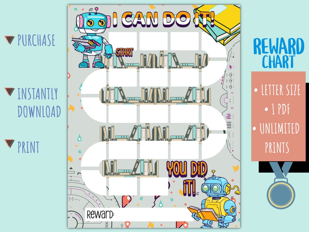 Robot Reward Chart Behavior Chart Reading Chart Kids - Etsy