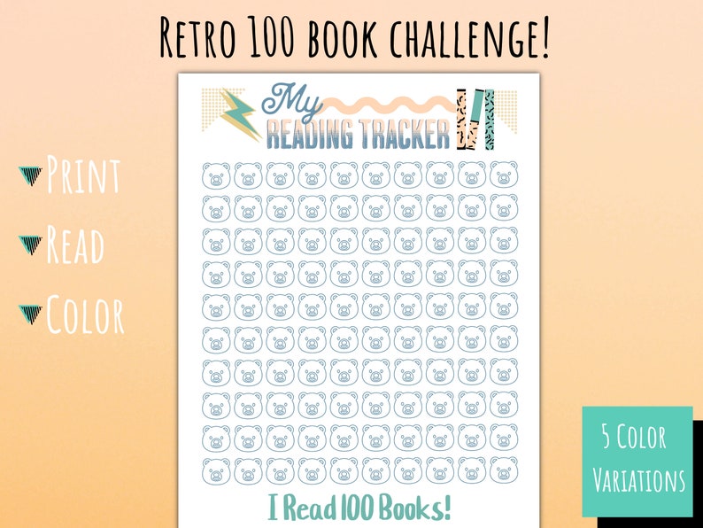 Retro Kids Printable Reading Chart Bear Reward Chart - Etsy