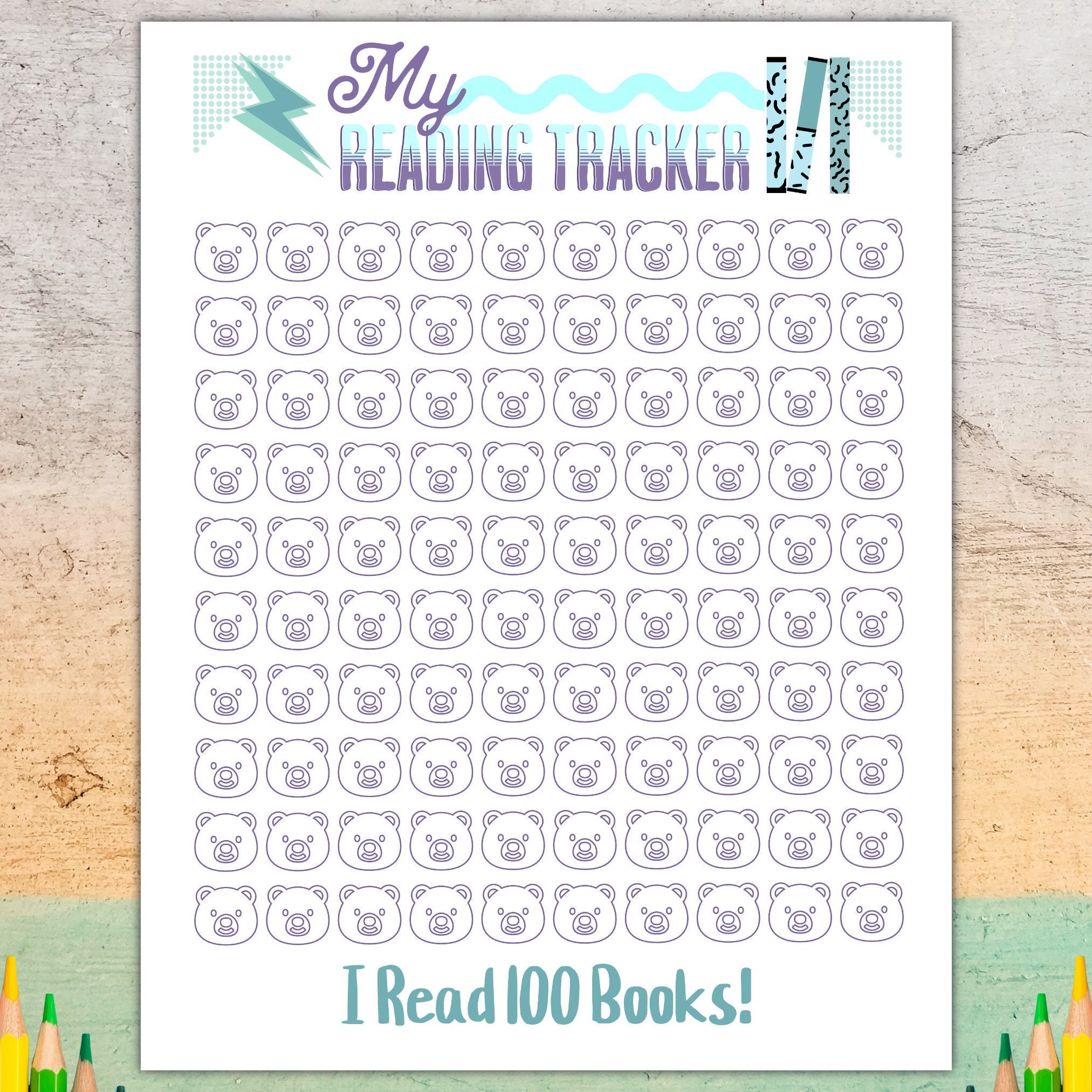 Retro Kids Printable Reading Chart Bear Reward Chart Homeschool Reading ...