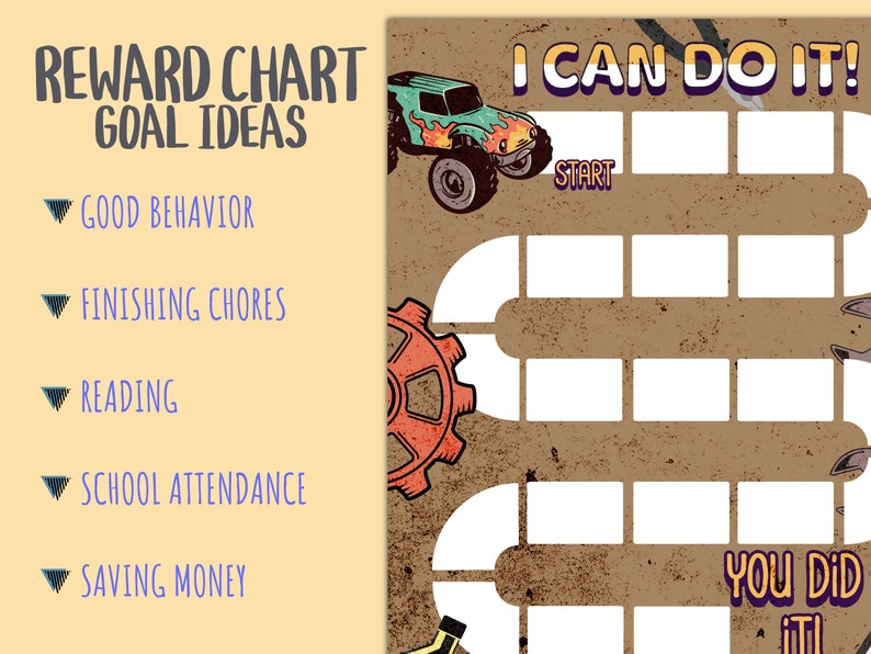 Monster Truck Reward Chart Behavior Chart Reading Chart - Etsy