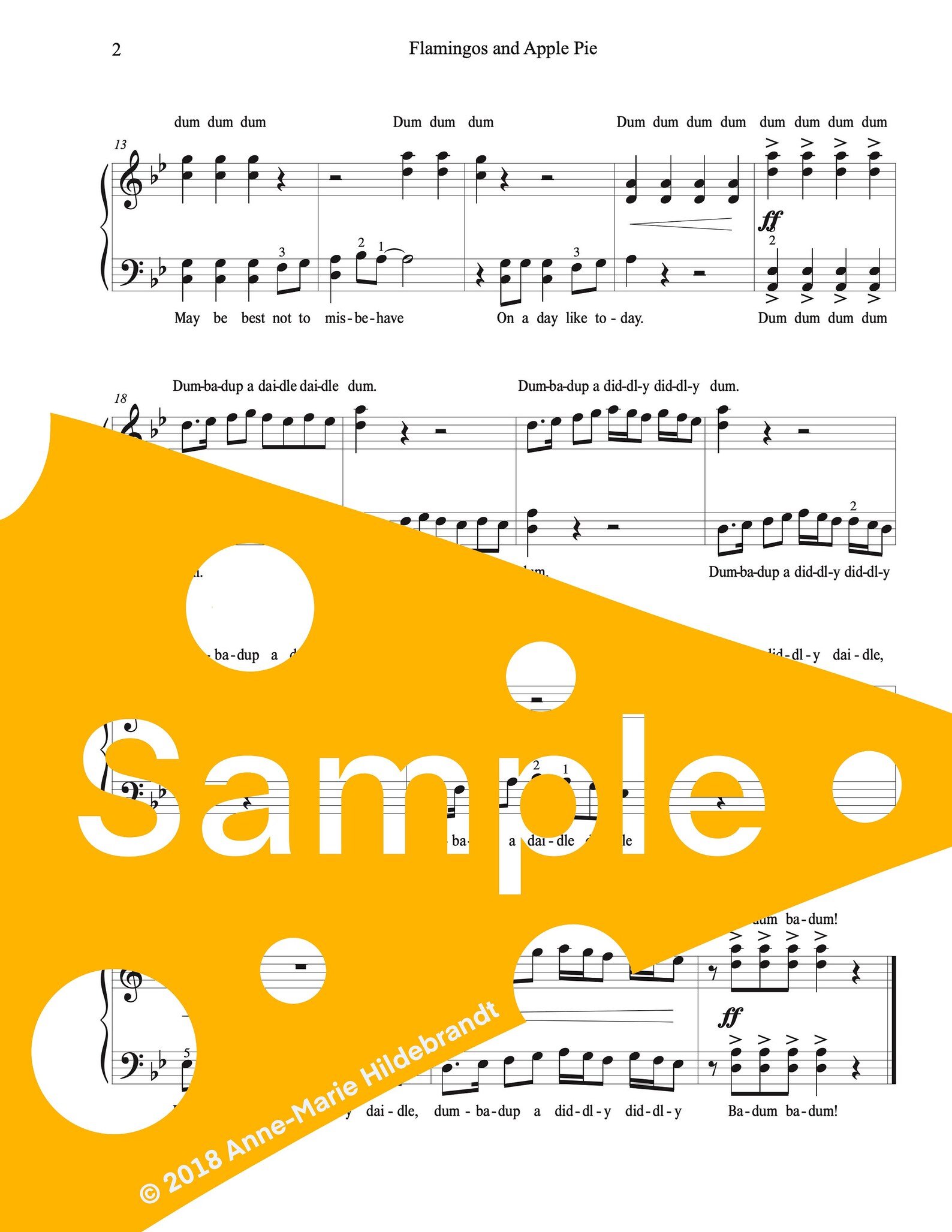 Flamingos and Apple Pie- Late Beginner Piano Music - Etsy