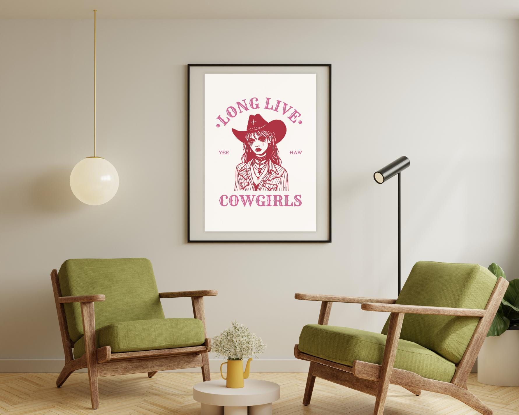 Western Disco Space Boots Cowgirl Wall Art, Bundle Pink Red Howdy ...