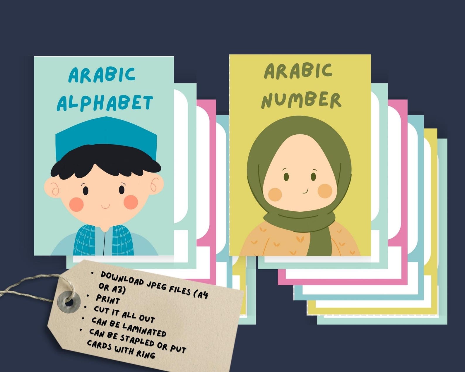 Kids Arabic Alphabet Number Modern Flashcards Printables, Educational ...