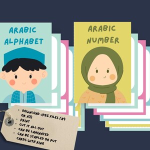 Kids Arabic Alphabet Number Modern Flashcards Printables, Educational ...