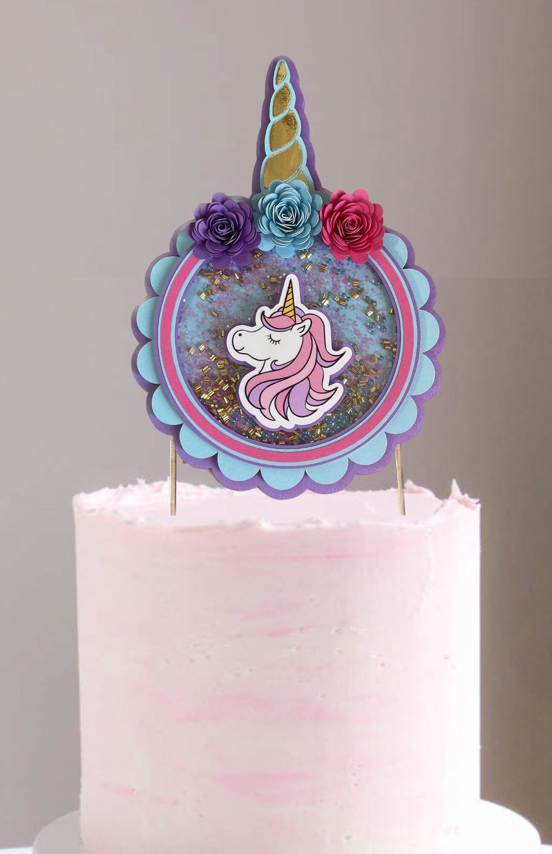 Unicorn Shaker Cake Topper Etsy
