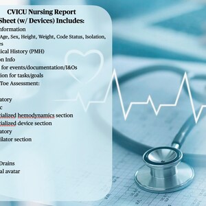 Printable CVICU Nursing Report Sheet (w/ Devices) - Etsy