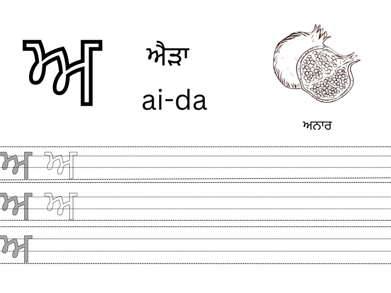 Learn Punjabi Gurmukhi Alphabet Worksheet - Etsy