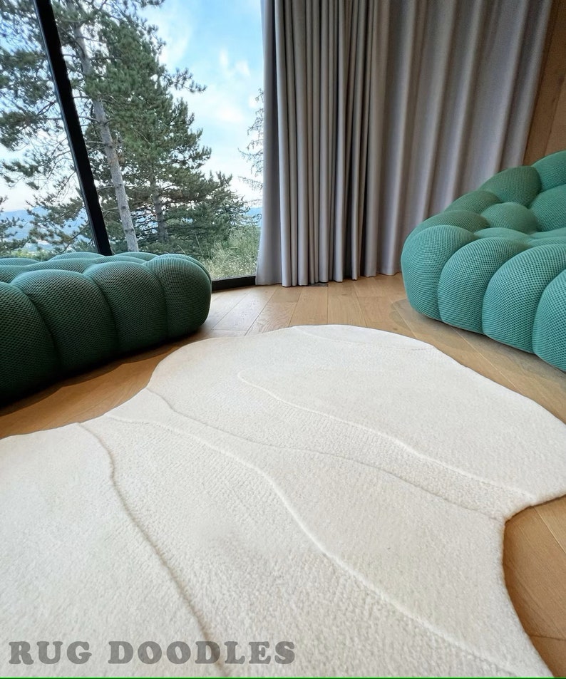 Spike Wave Irregular Modern Rug High & Low Pile-hand Tufted Rug Made ...