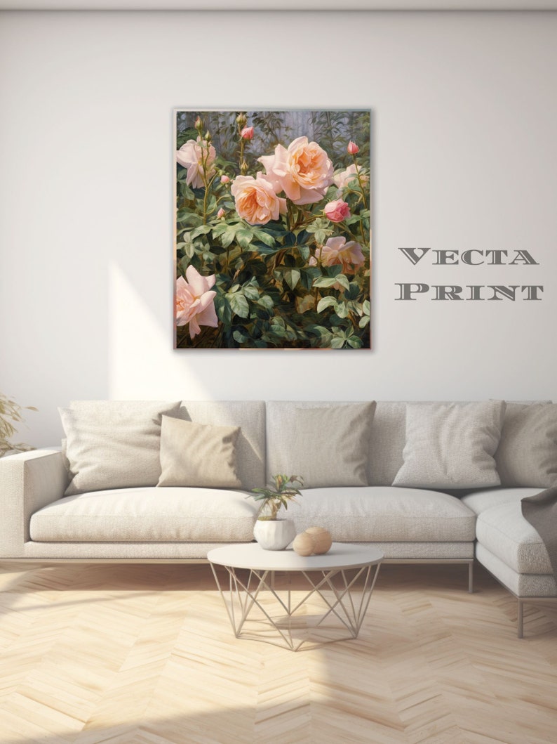 Vintage Rose Bush Painting Rose Bush Oil Painting Rose Printable ...