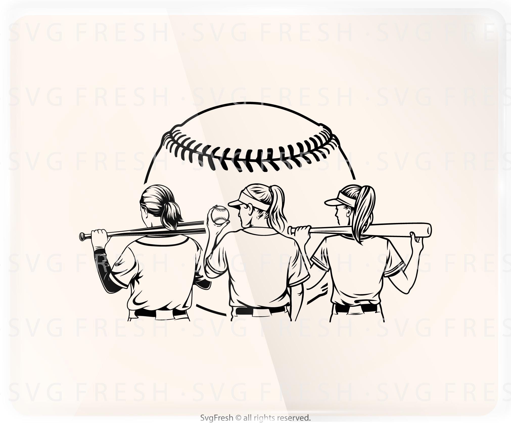 3 Baseball Girls Player Png Svg, Personalized Name Svg, Custom Baseball ...