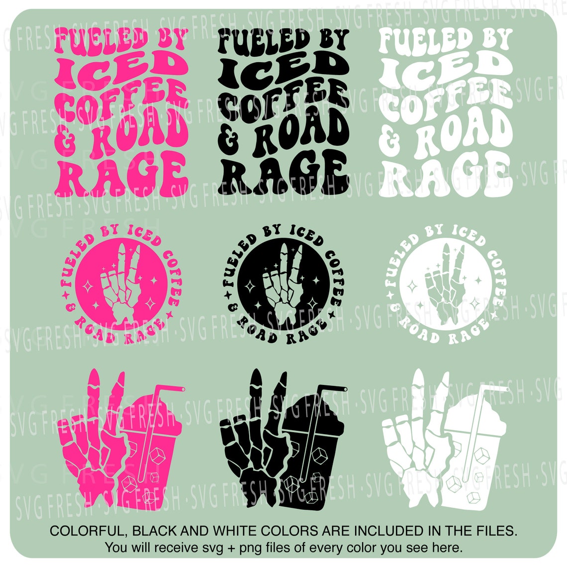 Fueled by Iced Coffee & Road Rage Png Svg, Road Rage Svg, Road Rage Png ...