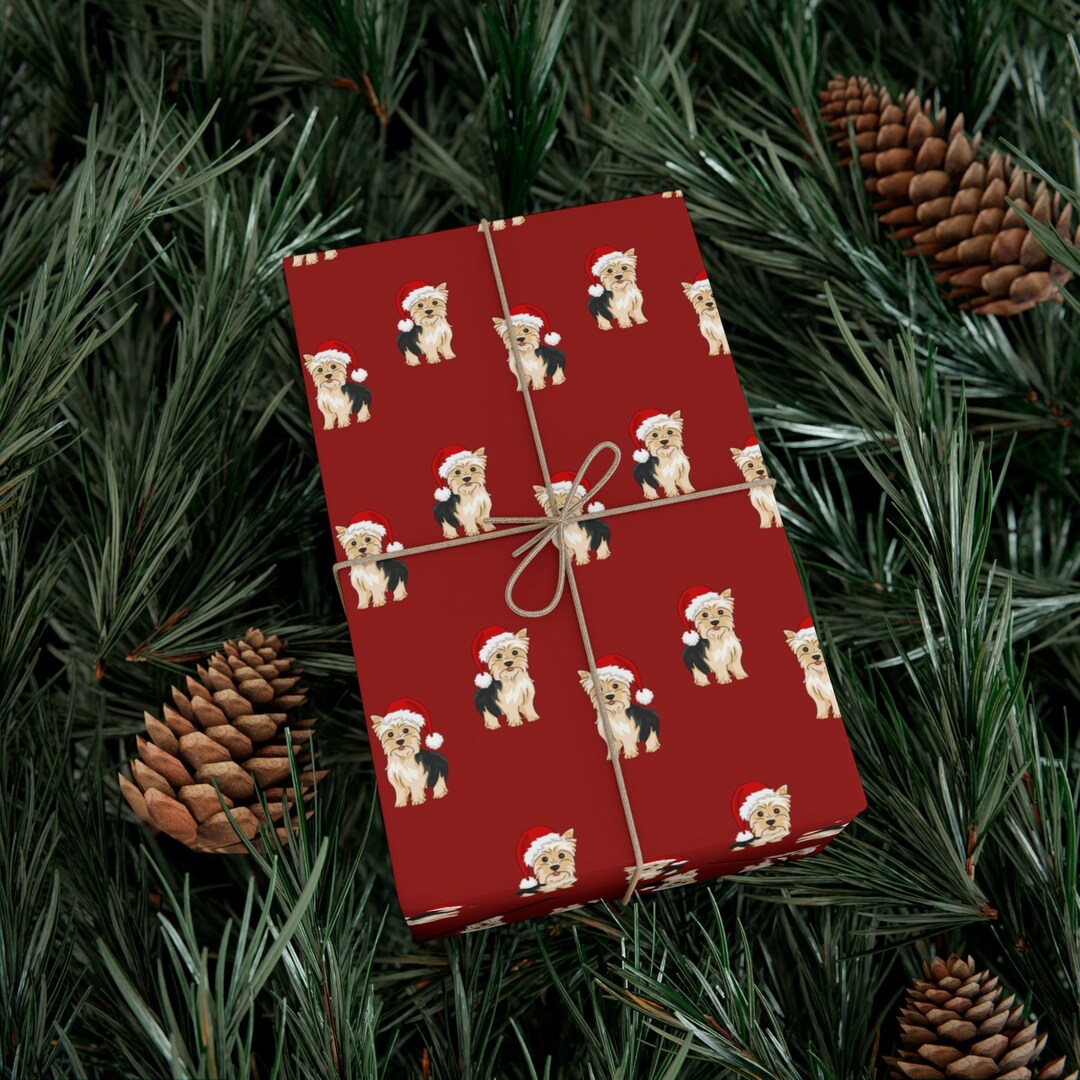 Yorkie Christmas Wrapping Paper Roll Yorkshire Terrier Xmas - Etsy