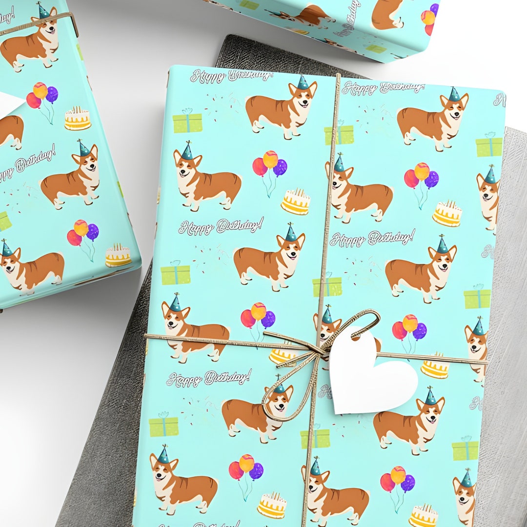 Corgi Birthday Wrapping Paper Roll, Pembroke Welsh Corgi Gifts for ...