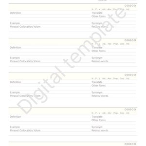 Digital Downloadable and Printable Vocabulary List Template in - Etsy