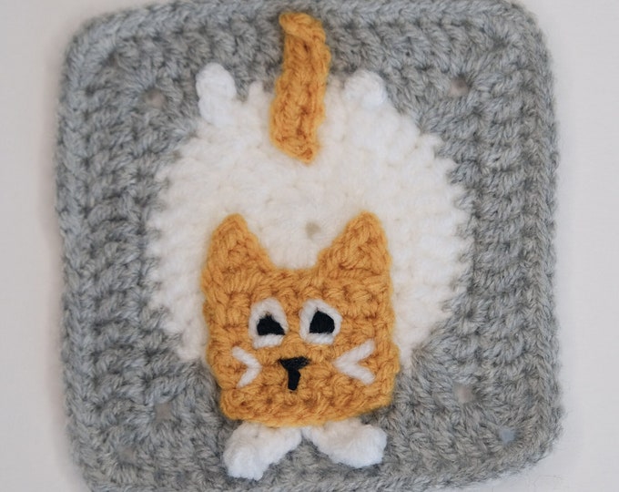 Many Cats Square ENGLISH Crochet Pattern PDF Granny Square Afghan Block ...