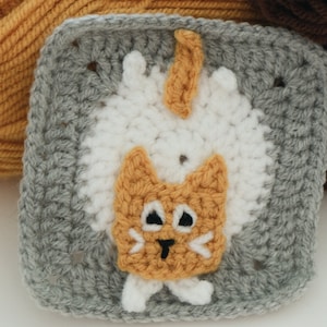 Crochet Cat Granny Square Pattern: 3D Animal Design (PDF Pattern ...
