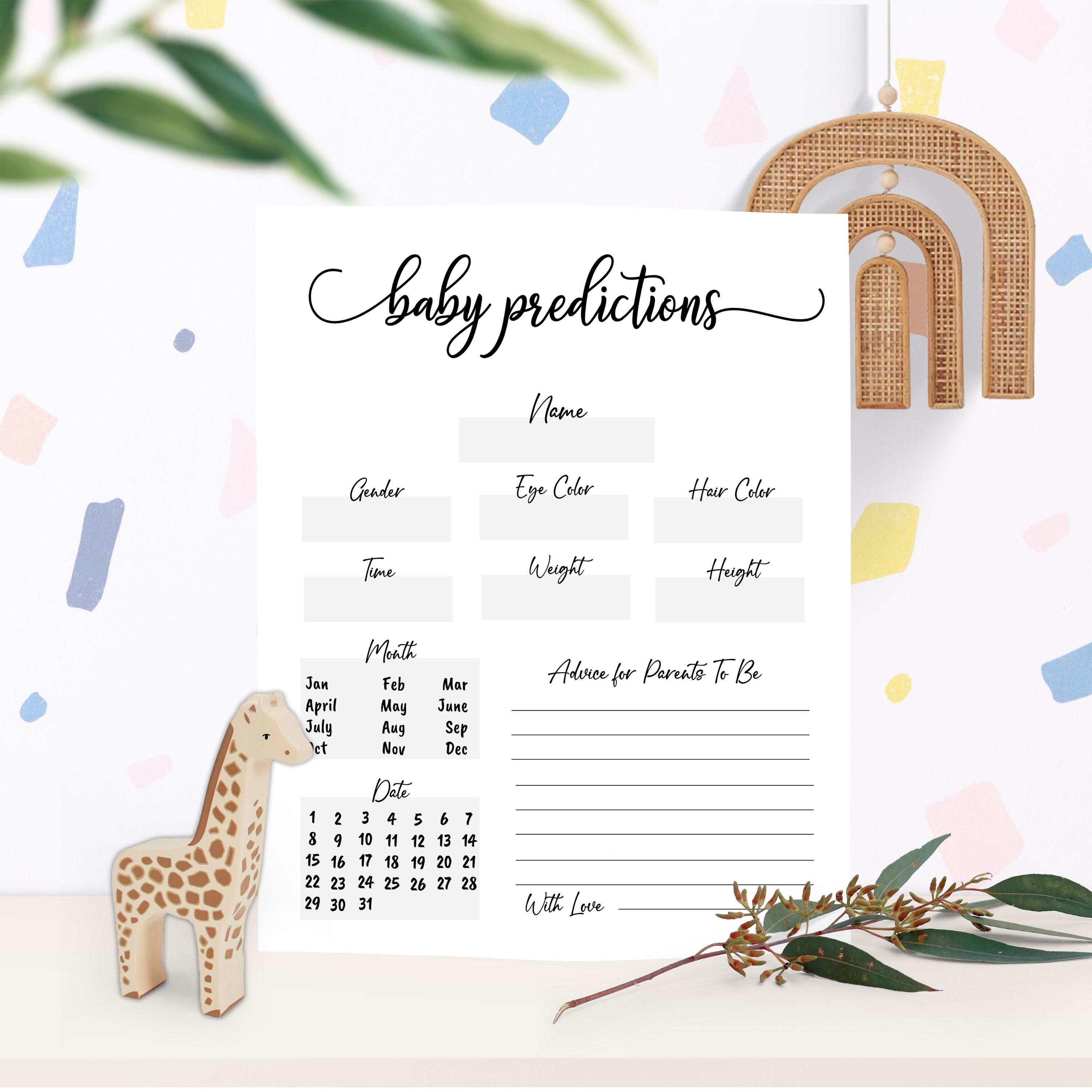 Baby Shower Game Baby Prediction Minimalist Baby Shower Games Printable ...