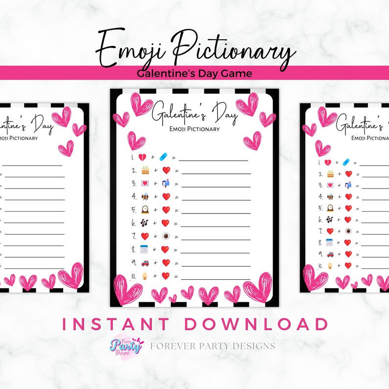 Galentine's Day Emoji Pictionary Game | Galentine Game | Valentine Game ...