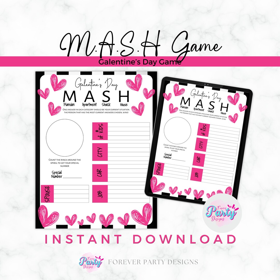 Galentine's Day MASH Game | Galentine Game | Valentine Game | Valentine ...