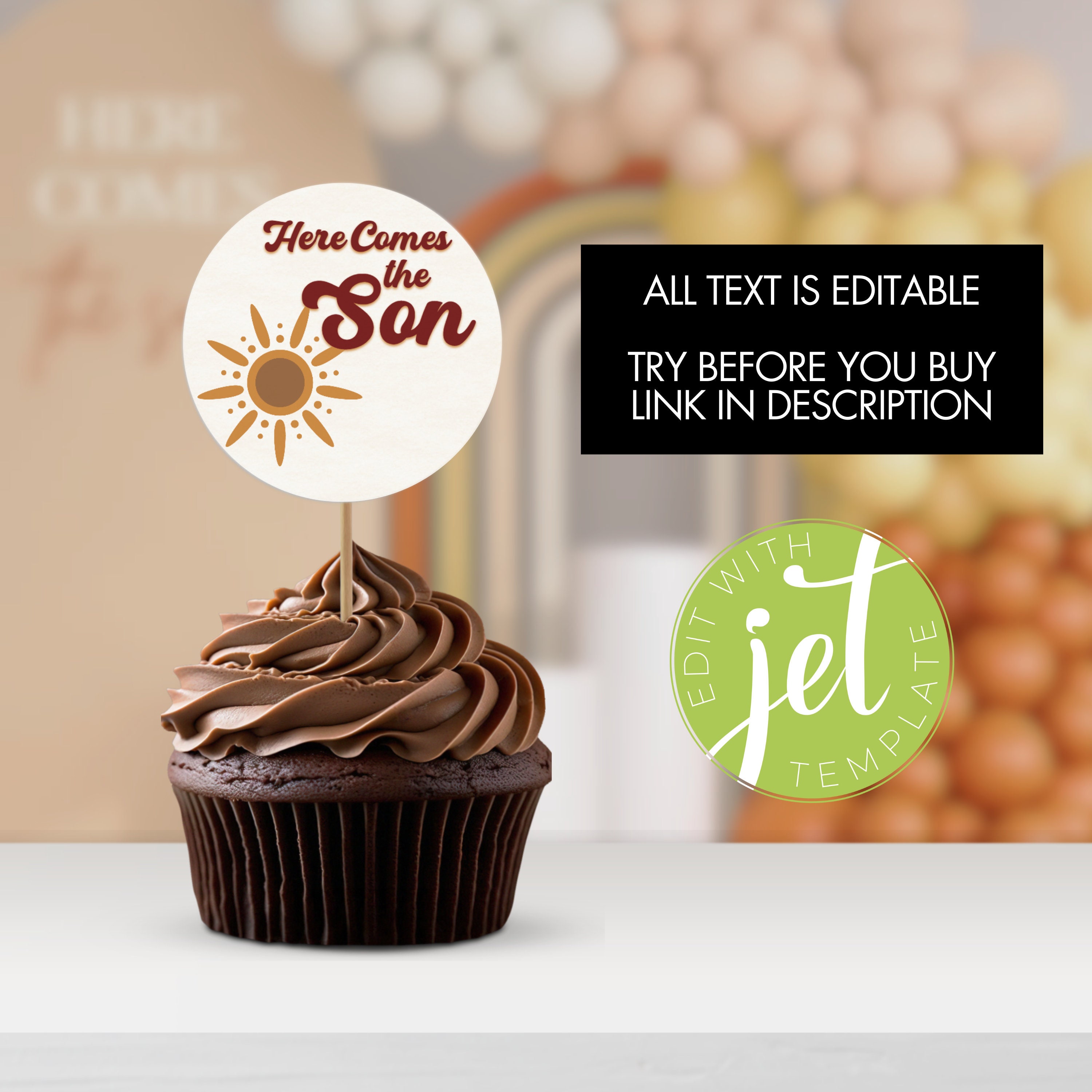 Sunshine Baby Shower Cupcake Toppers | Gender Neutral Shower| Sun Baby ...