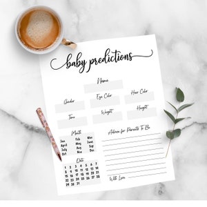 Baby Shower Game Baby Prediction | Minimalist Baby Shower Games ...