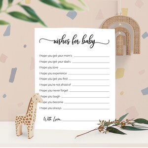 Baby Shower Game Wishes for Baby | Minimalist Baby Shower Games ...