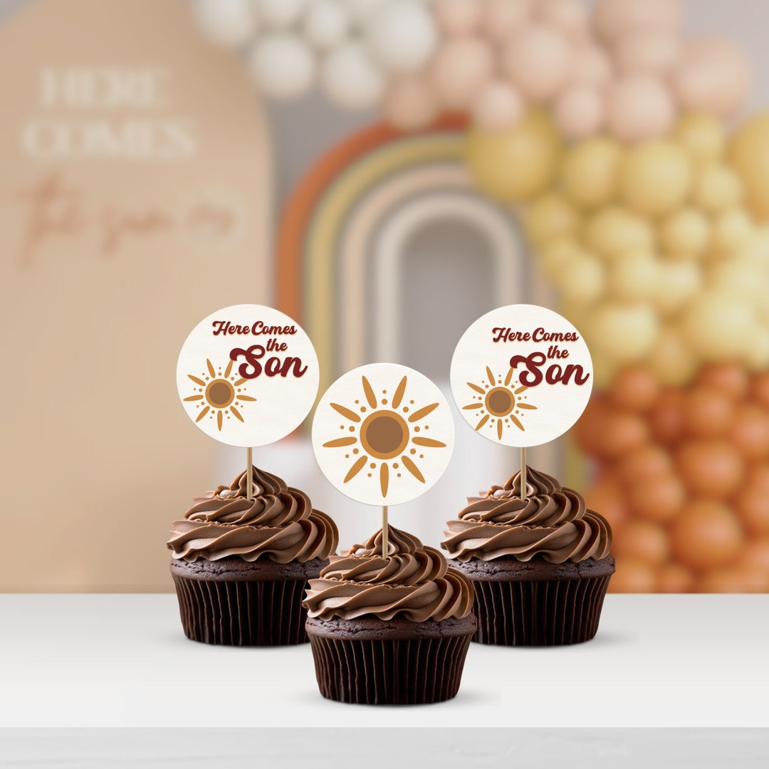 Sunshine Baby Shower Cupcake Toppers | Gender Neutral Shower| Sun Baby ...