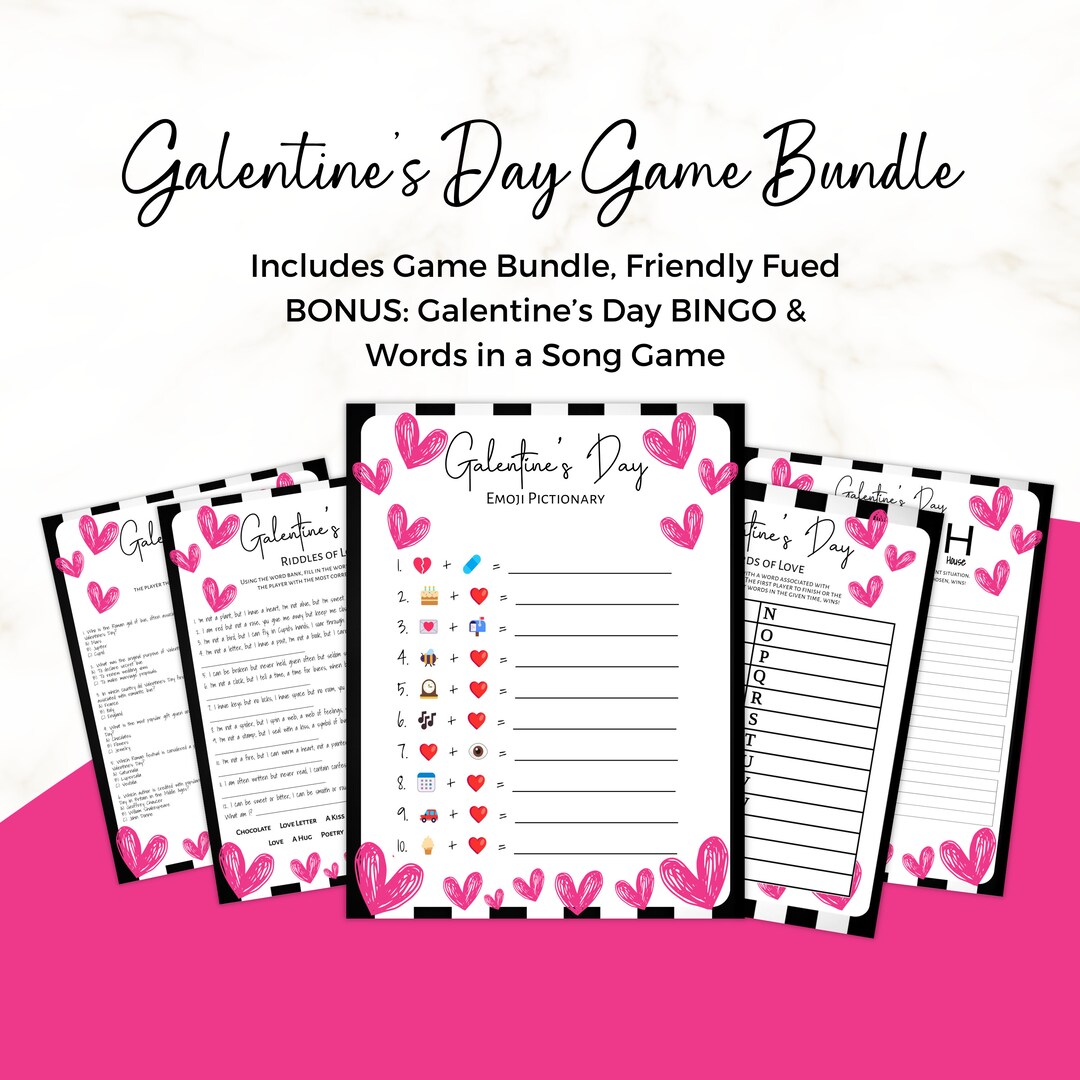Galentine's Day Valentine GAME BUNDLE | Friendly Feud | Song ...
