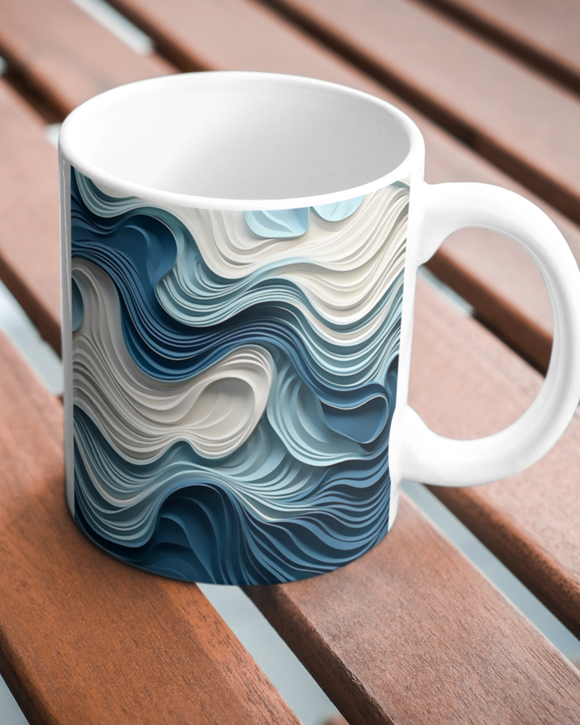 3D Seamless Digital Paper Waves Water Background, Wave Clip Art ...