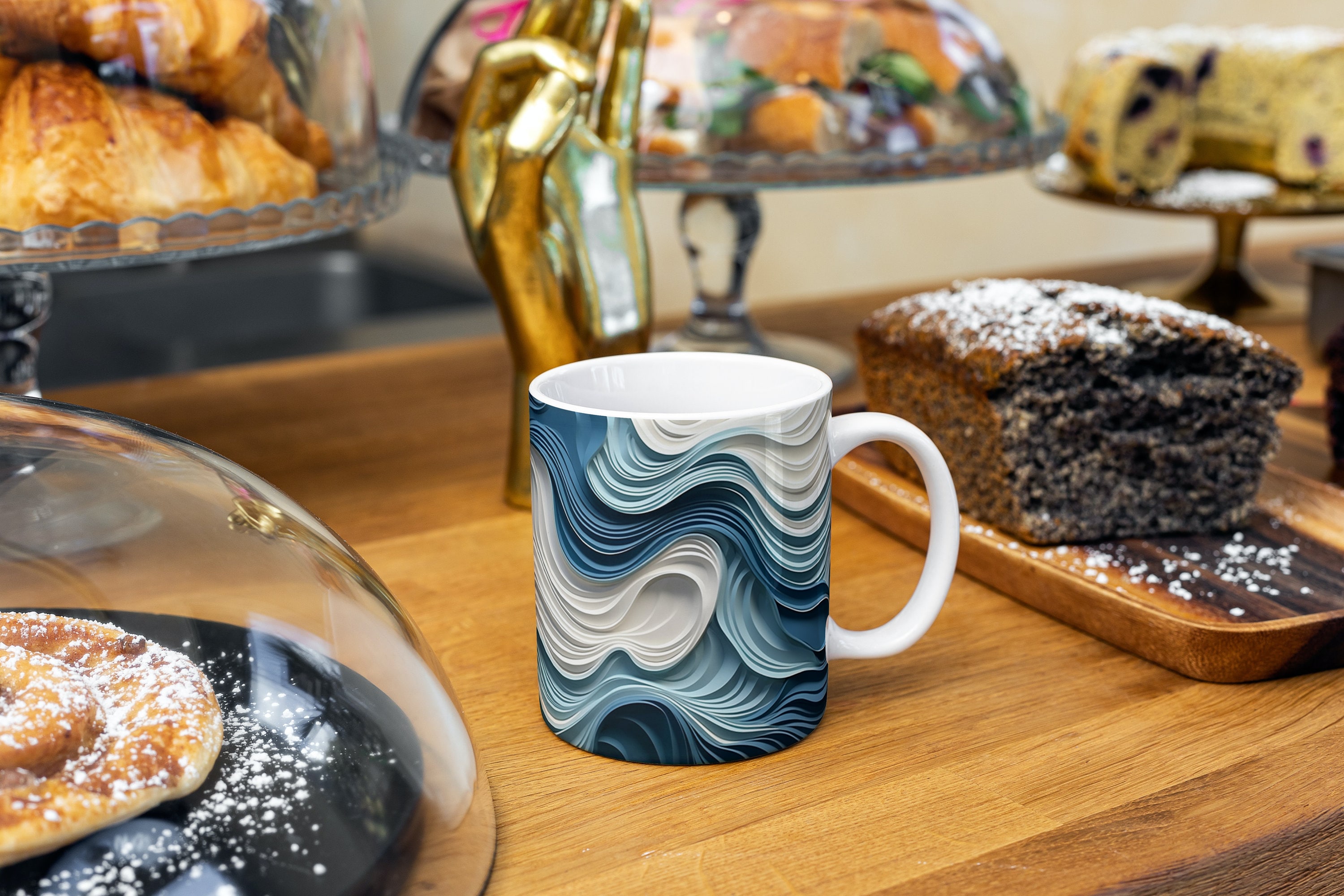 3D Seamless Digital Paper Waves Water Background, Wave Clip Art ...