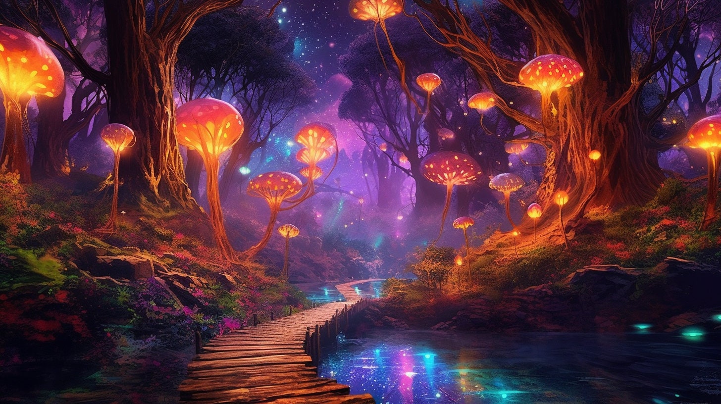 Enchanted Forest Painting - Fantasy Prints | Digital Print | Screen ...
