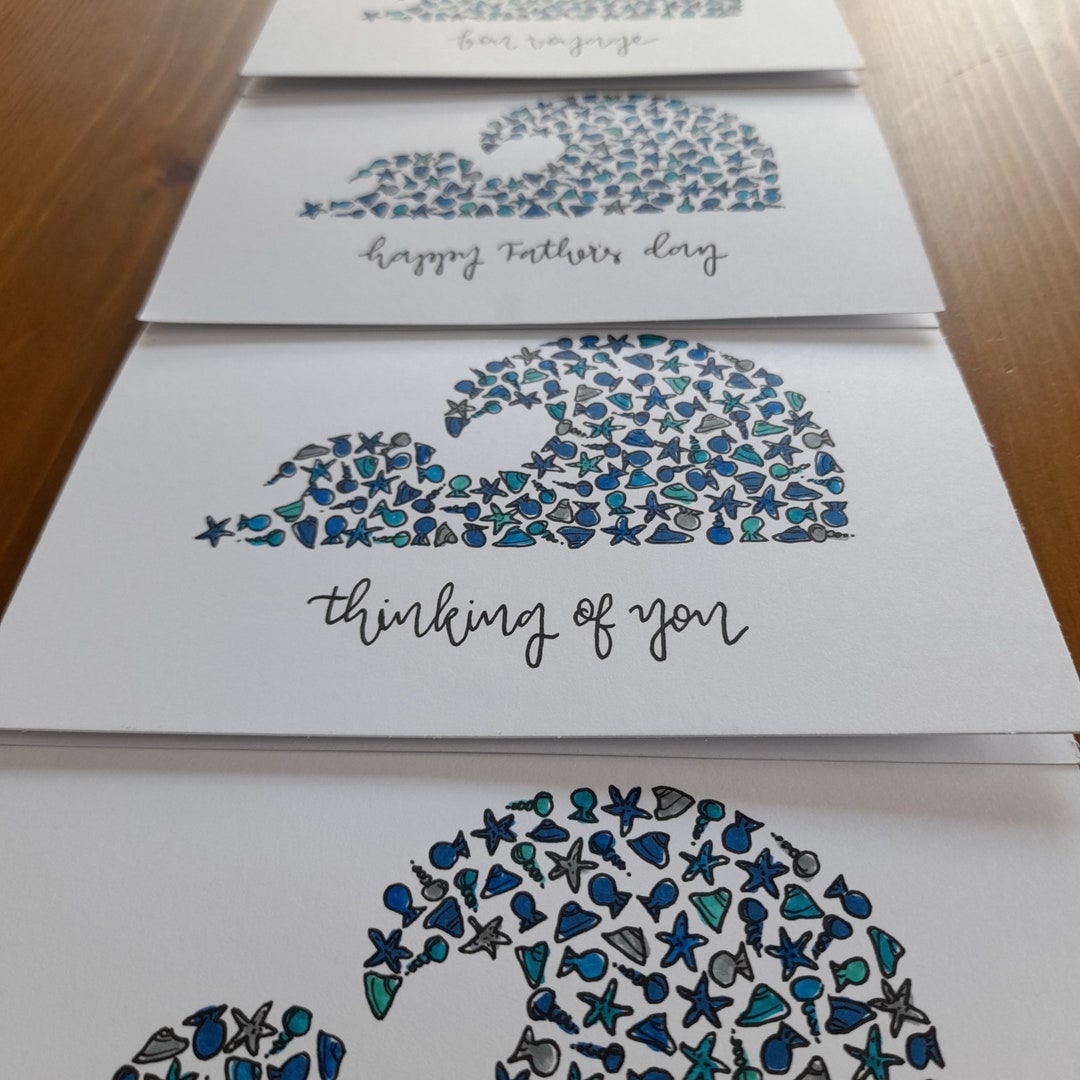 Seashell Wave Card (A6 Size, Envelope Included): Custom Calligraphy ...