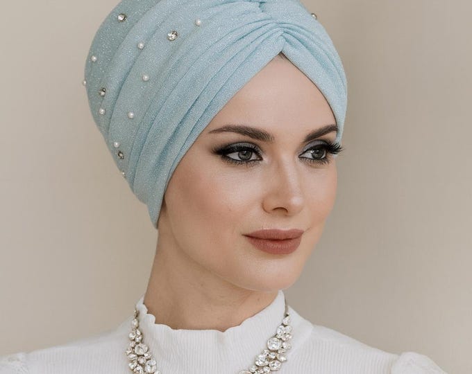 Silky Satin, Tall, High Volume, Turban, Wedding Turban, White, Dressy ...