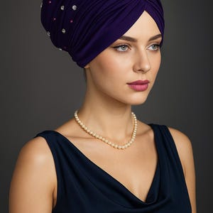 Luxury Pearl & Rhinestone Turban | Elegant Handmade Sandy Fabric ...
