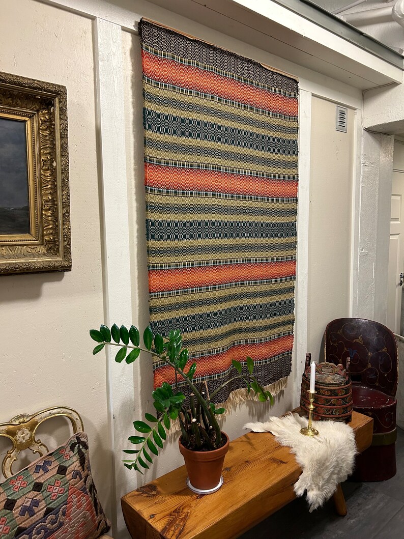 LARGE Norwegian Trondelag Wall Hanging/ Rug Tapestry / Coverlet, Hand ...
