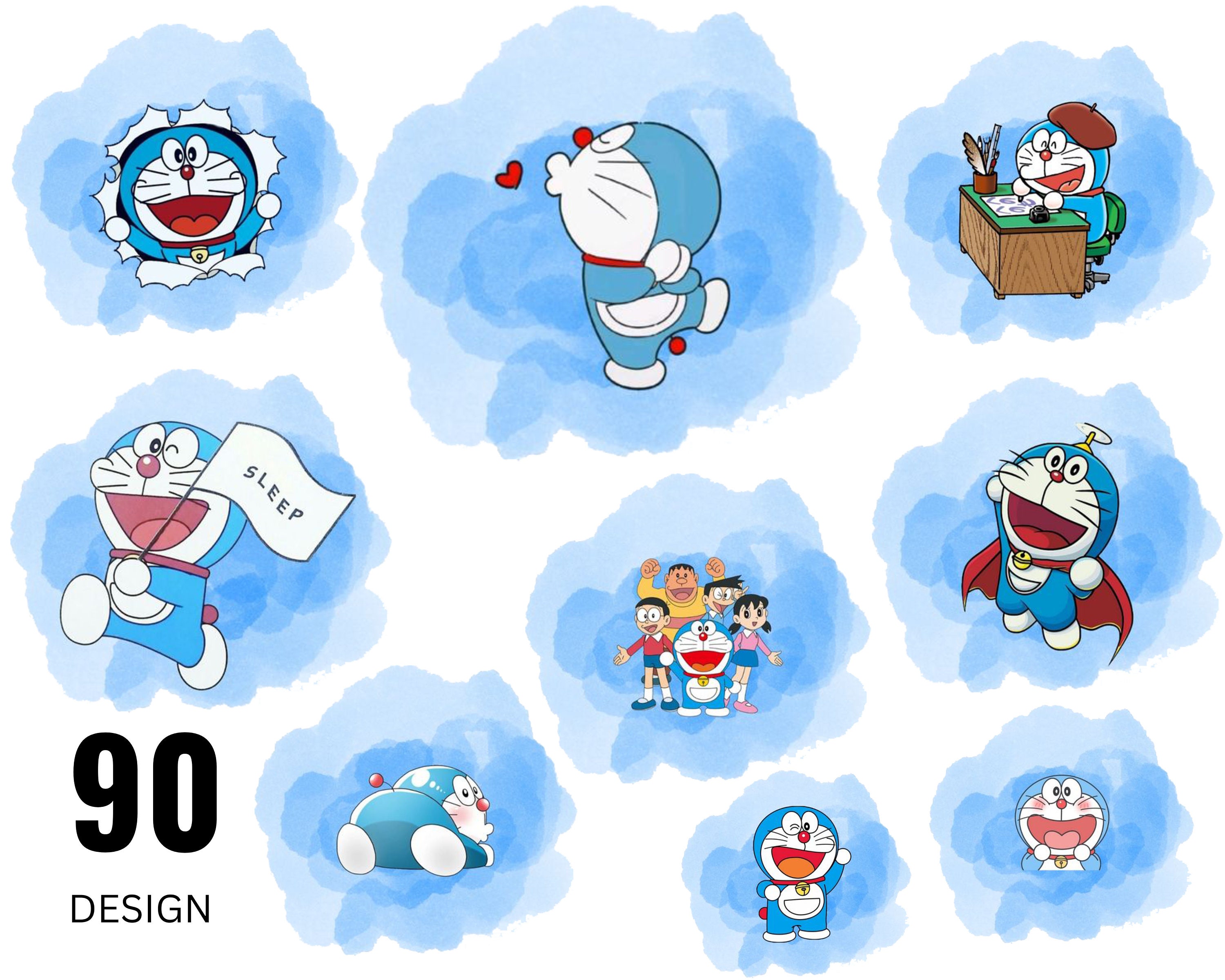 Doraemon Water Color Clipart Cut File Cricut Cutting File - Etsy