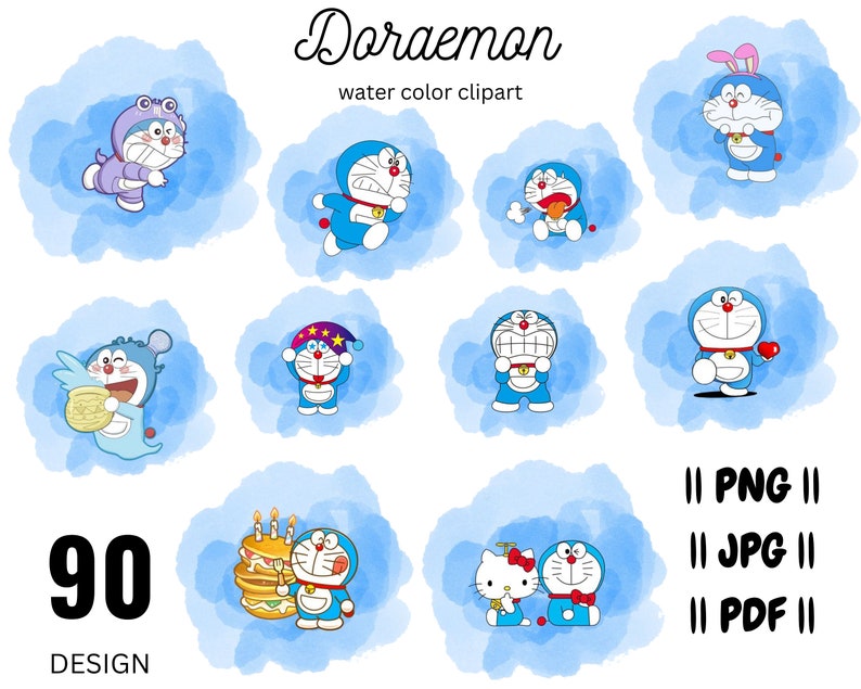 Doraemon Water Color Clipart Cut File Cricut Cutting File - Etsy