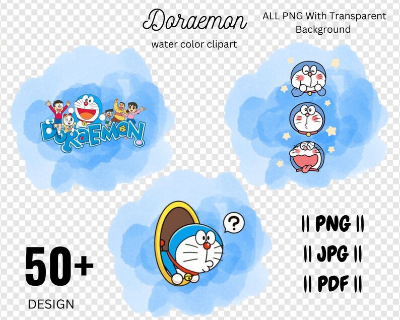 Doraemon Water Color Clipart Cut File Cricut Cutting File - Etsy